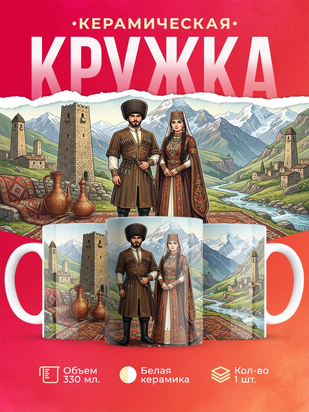 Кружка керамическая Народы России - Балкарцы