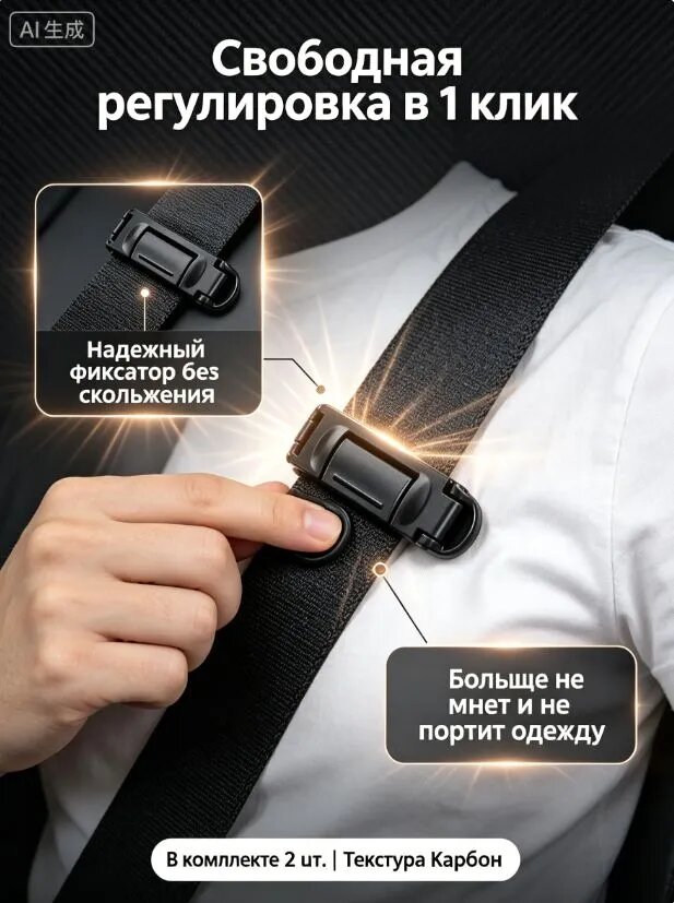 Фиксатор автомобильного ремня безопасности, 2 шт-регулятор натяжения с карбоновой текстурой, универсальный зажим-стопор для комфорта водителя и пассажира