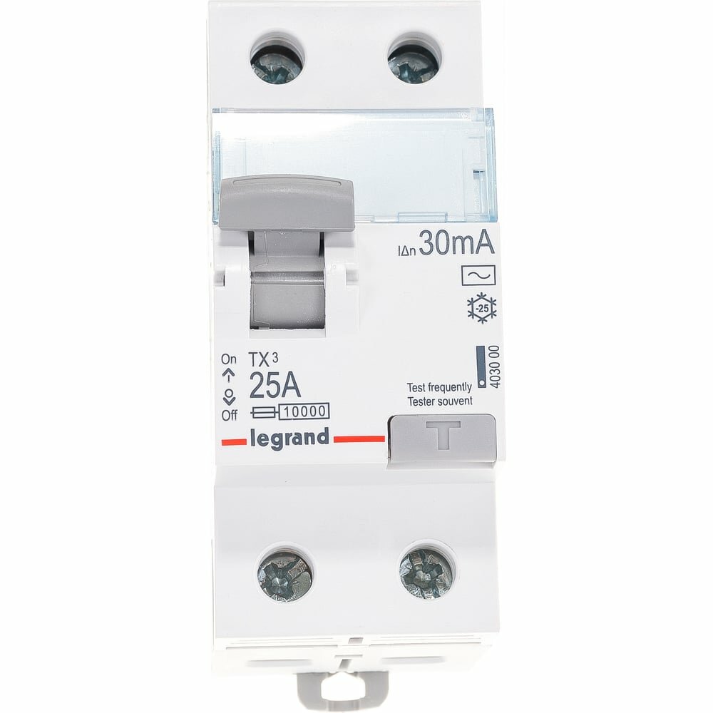 Выключатель Legrand дифференциального тока TX³ 2П 25 А тип AC 30 мА 2 модуля 403000