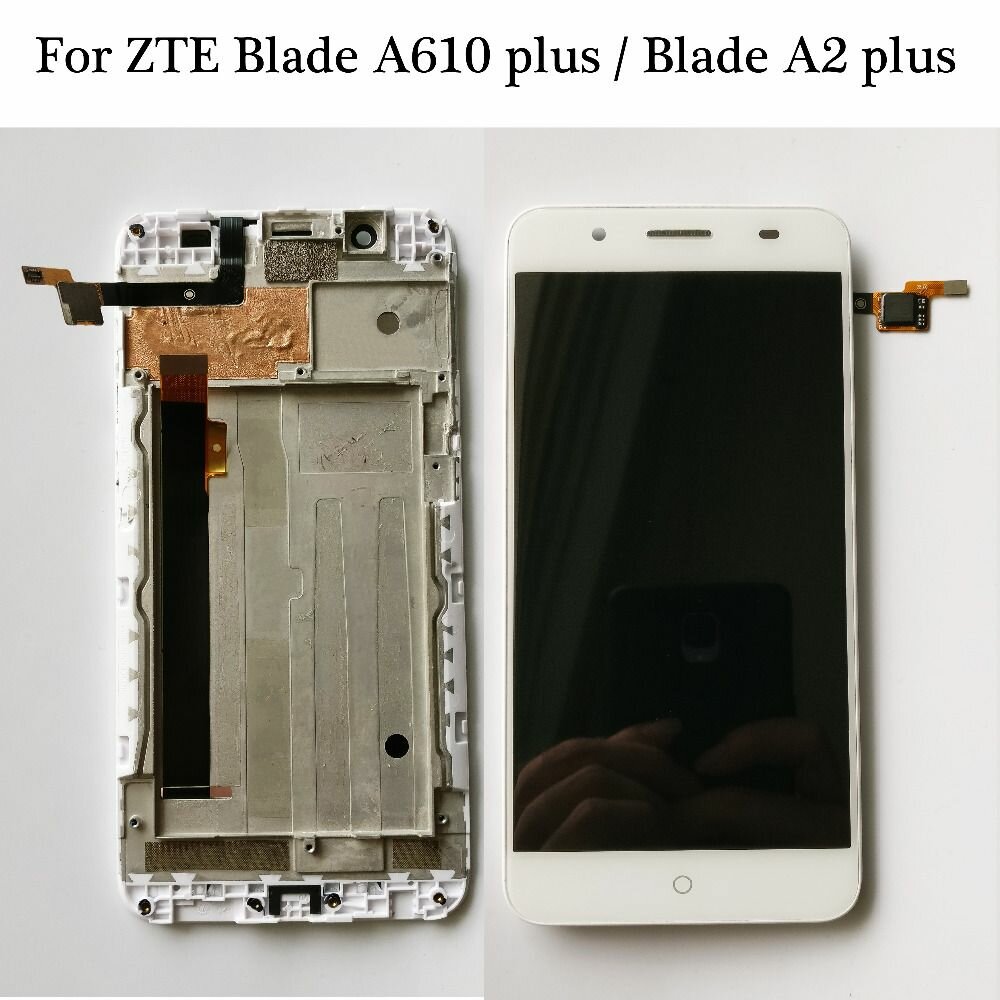Дисплей для ZTE Blade A610 Plus в рамке (белый)