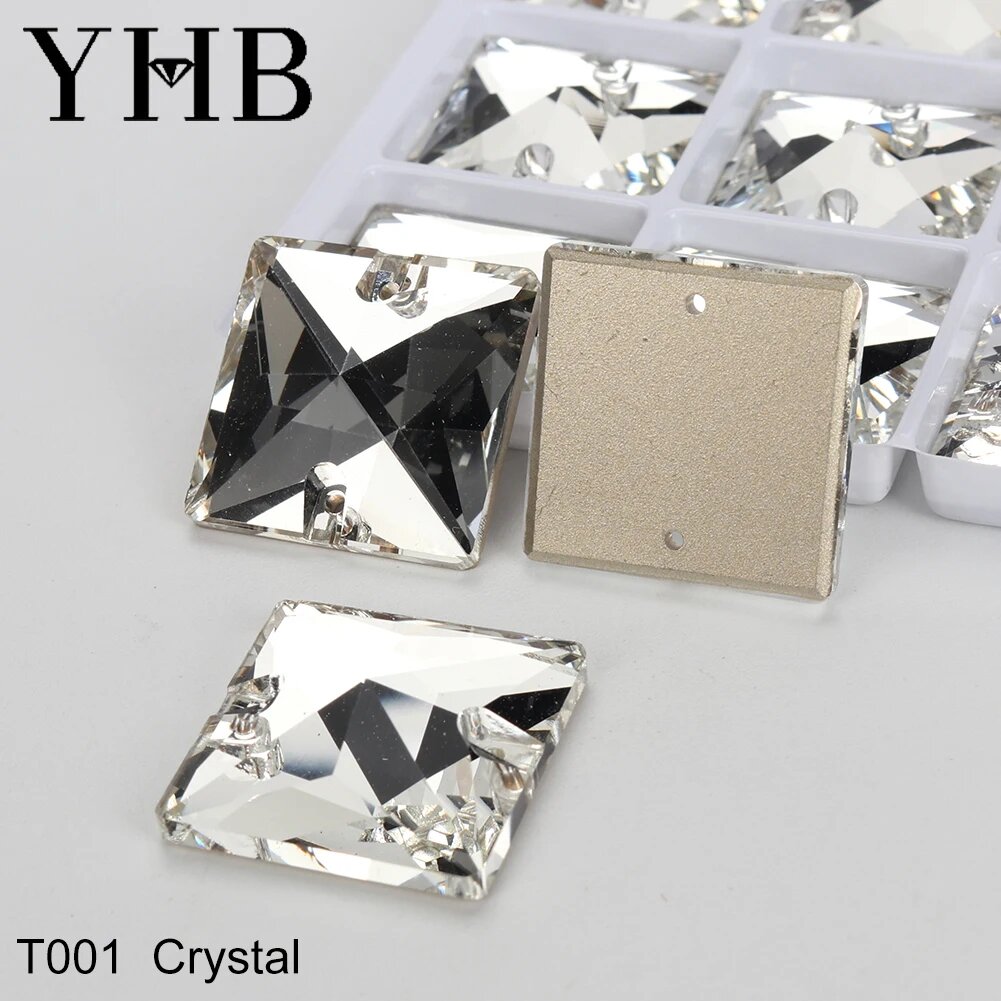 Праздничное оформление, Стразы YHB квадратные, серебряные, квадрат, 2.2cm, 2 шт