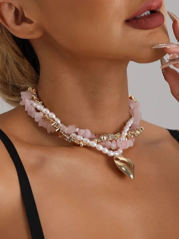 Чокер Zara, искусственный камень, бледно-розовый — фото 1