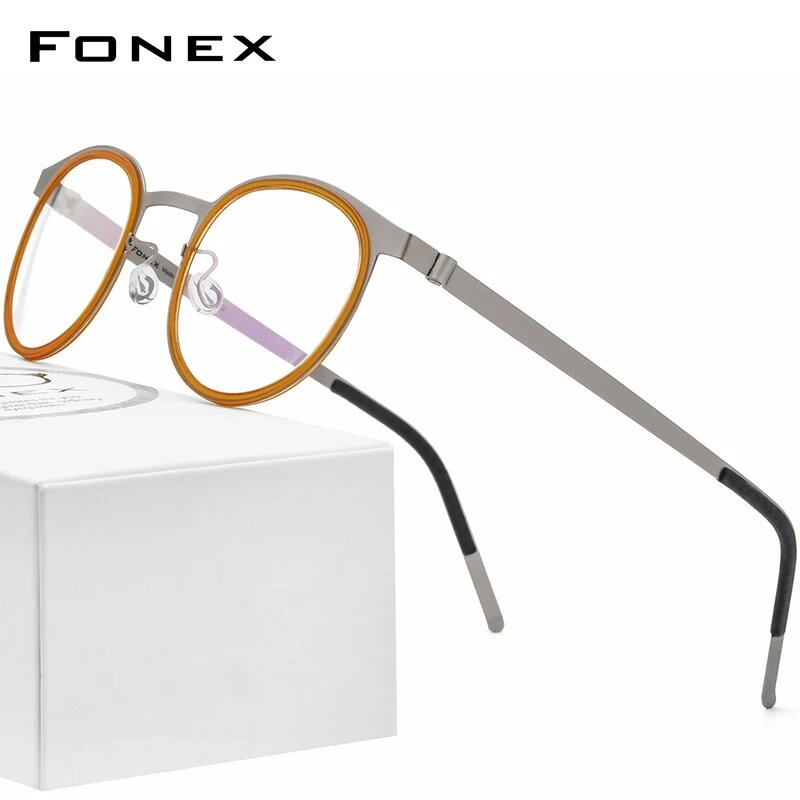 FONEX круглые очки из ацетата ORANGE, Оранжевый