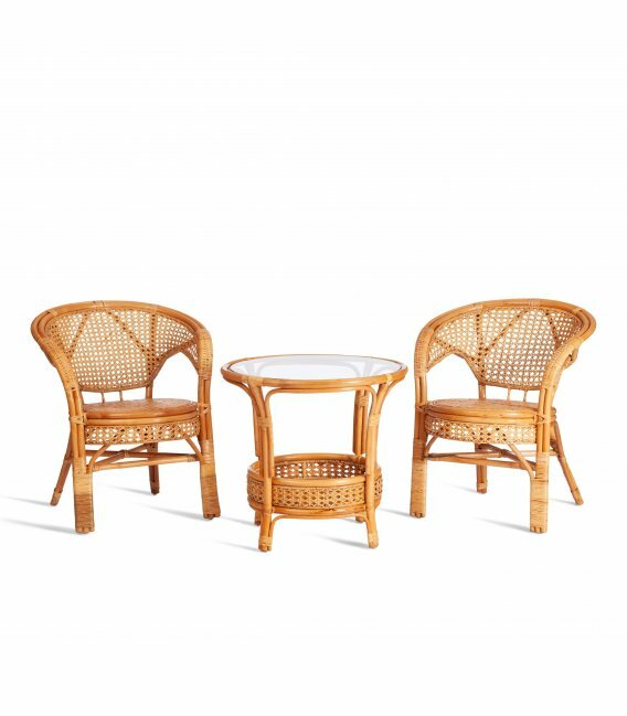 TetChair Террасный комплект PELANGI (стол со стеклом + 2 кресла), мед