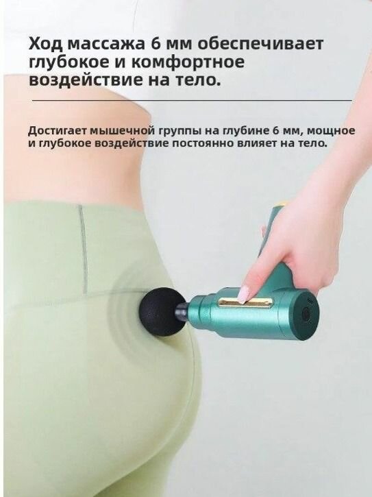 Перкуссионный массажер для тела, ног, шеи, спины и плеч, 4 насадки, 6 скоростей, мощный аккумуляторный ударный массажный антицеллюлитный 3200 удмин