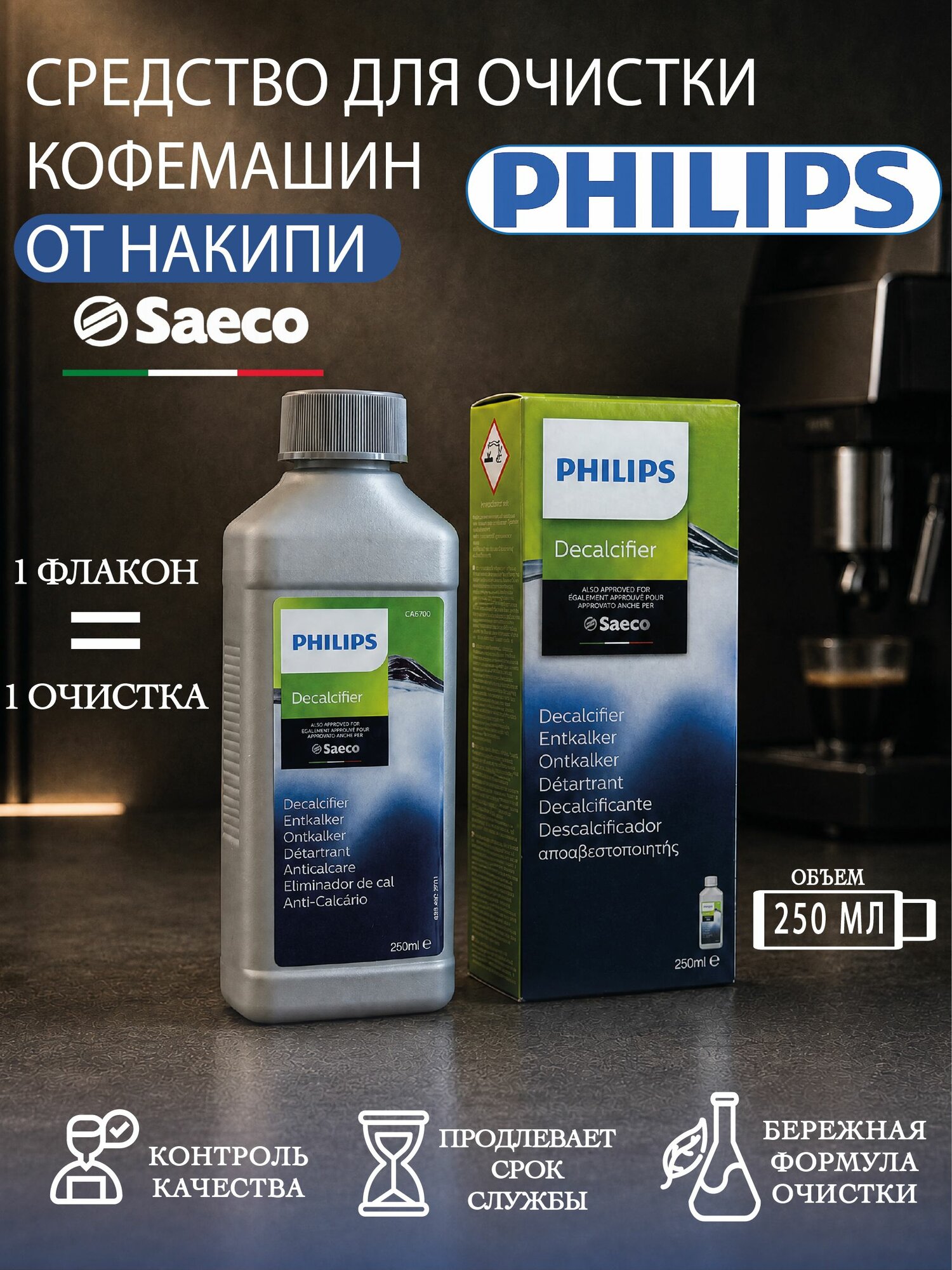 Средство для очистки кофемашин от накипи 250 мл