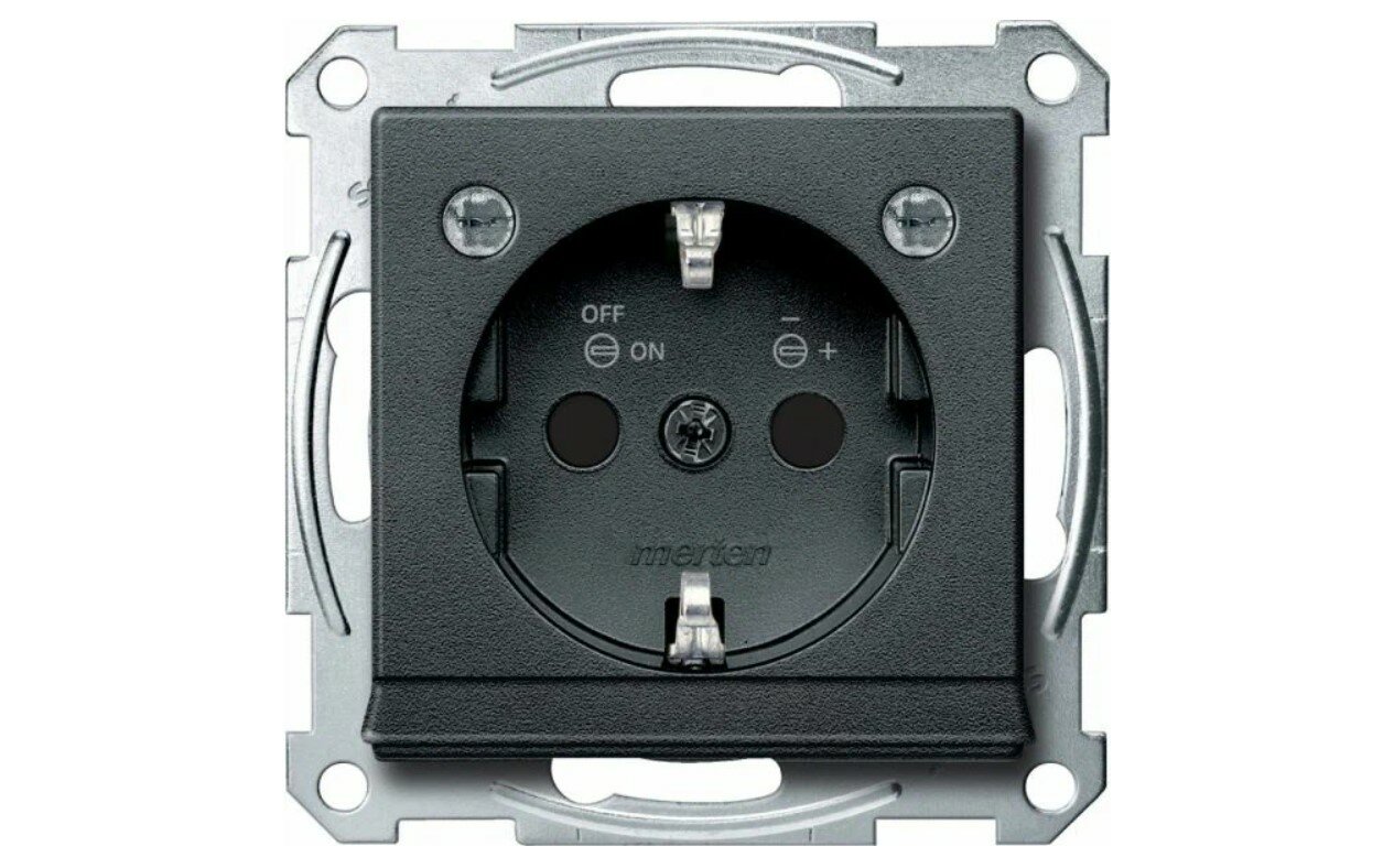 Schneider Electric Merten SM Антрацит Розетка Schuko со светодиодной подсветкой, со шторками, MTN2304-0414