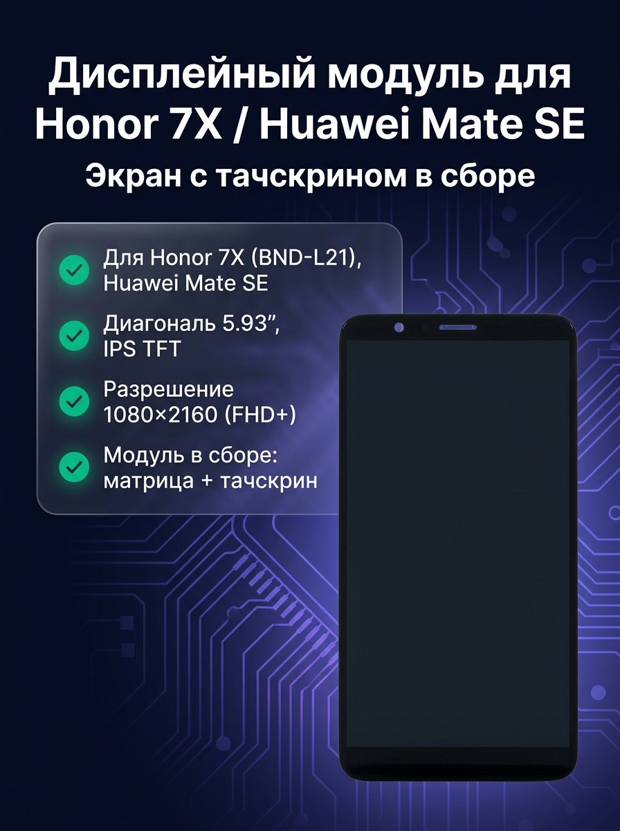 Дисплей для Honor 7X (BND-L21), Huawei Mate SE / (Экран, тачскрин, модуль в сборе) / MFPC-FL060FHL01A-V03