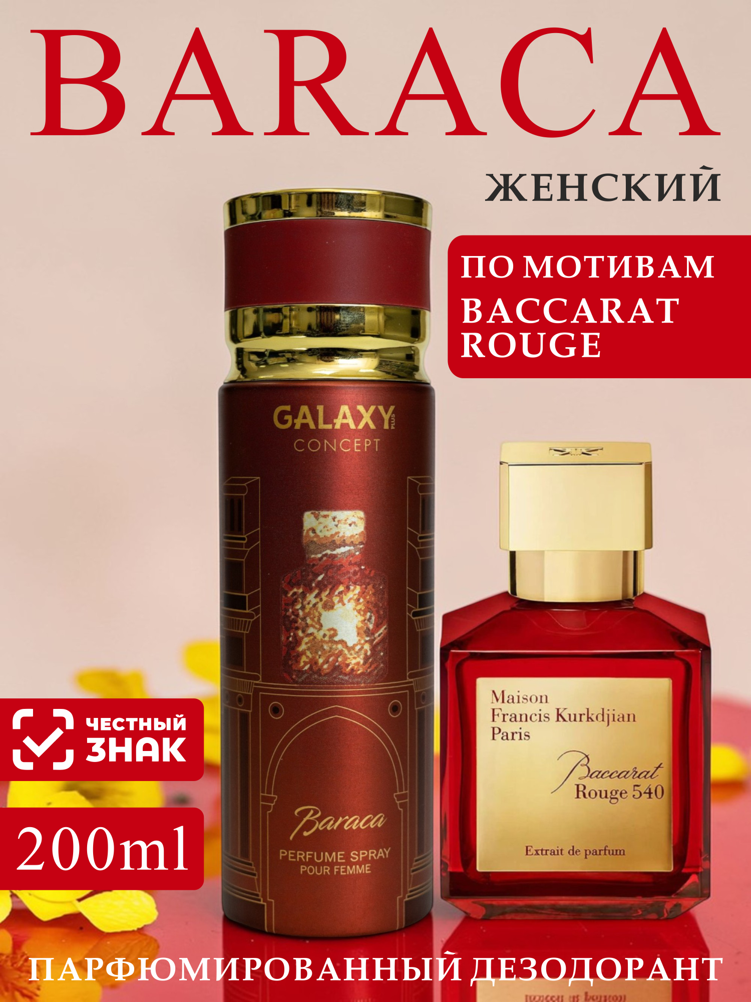 Дезодорант GALAXY BODY PLUS BARACA, спрей, парфюмированный аромат, 200мл
