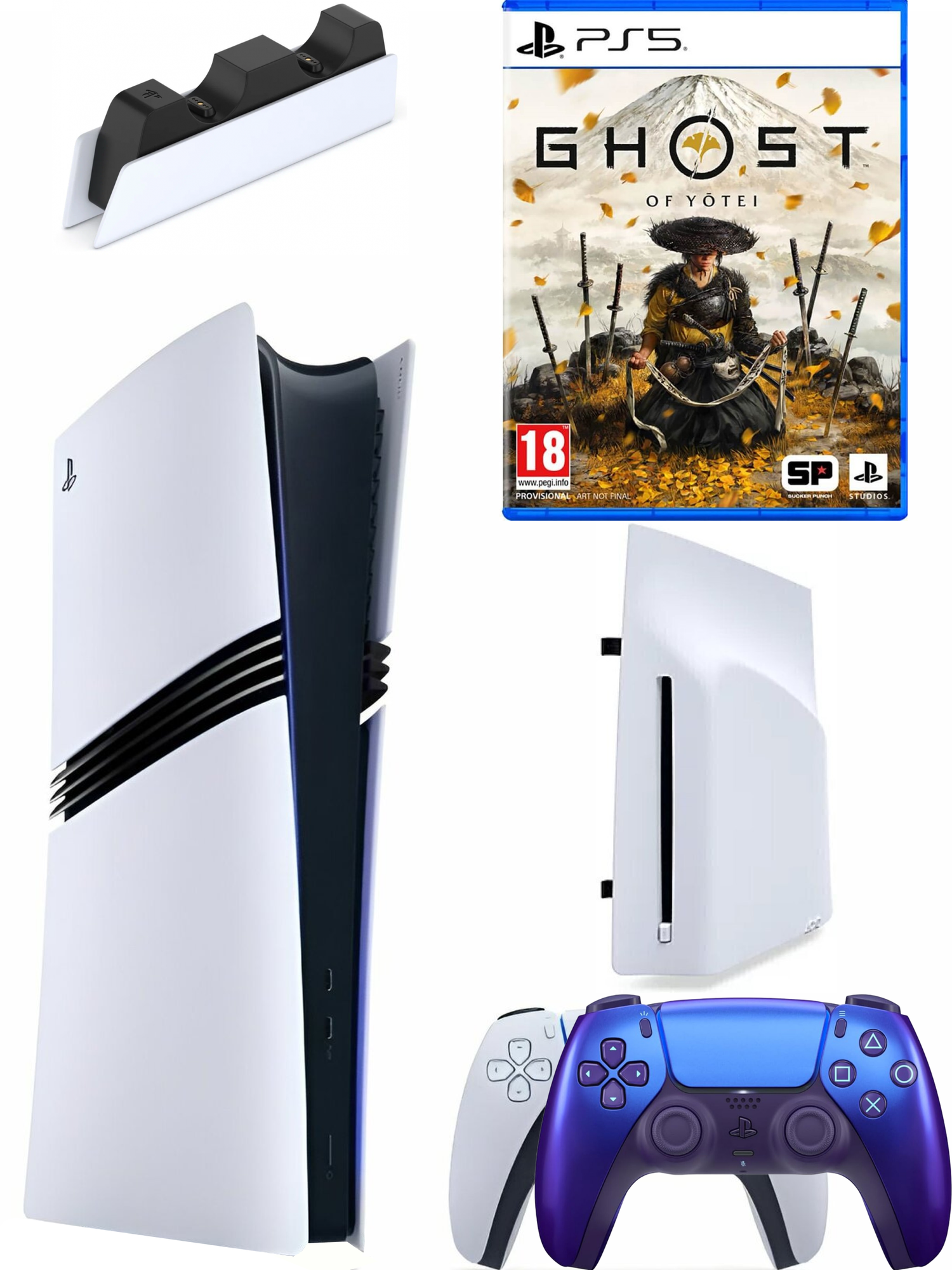Игровая приставка Sony PS 5 Pro Digital Edition+Зарядная станция+ Дисковод +2-ой геймпад+Ghost of Yōtei,2Tb SSD