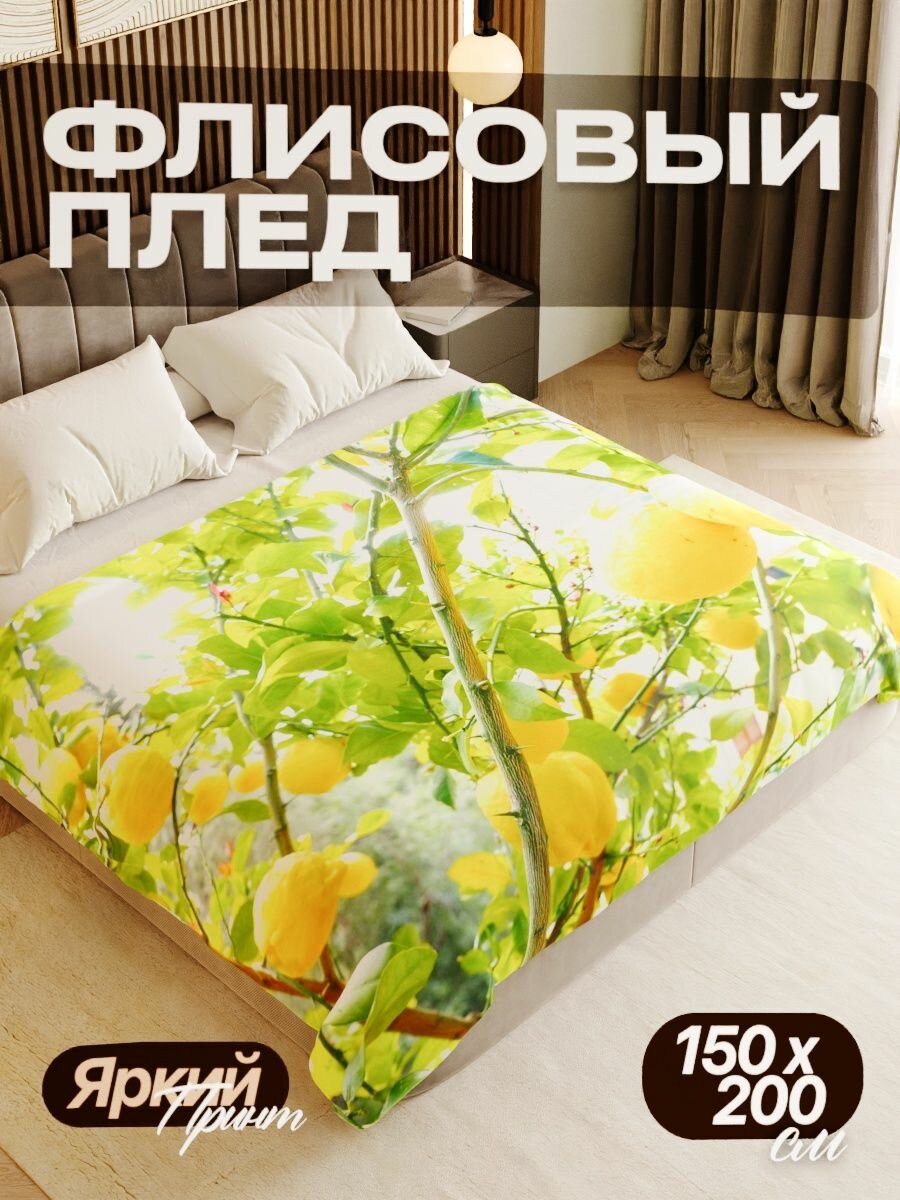Плед флисовый 150х200 см мягкий теплый покрывало для дома