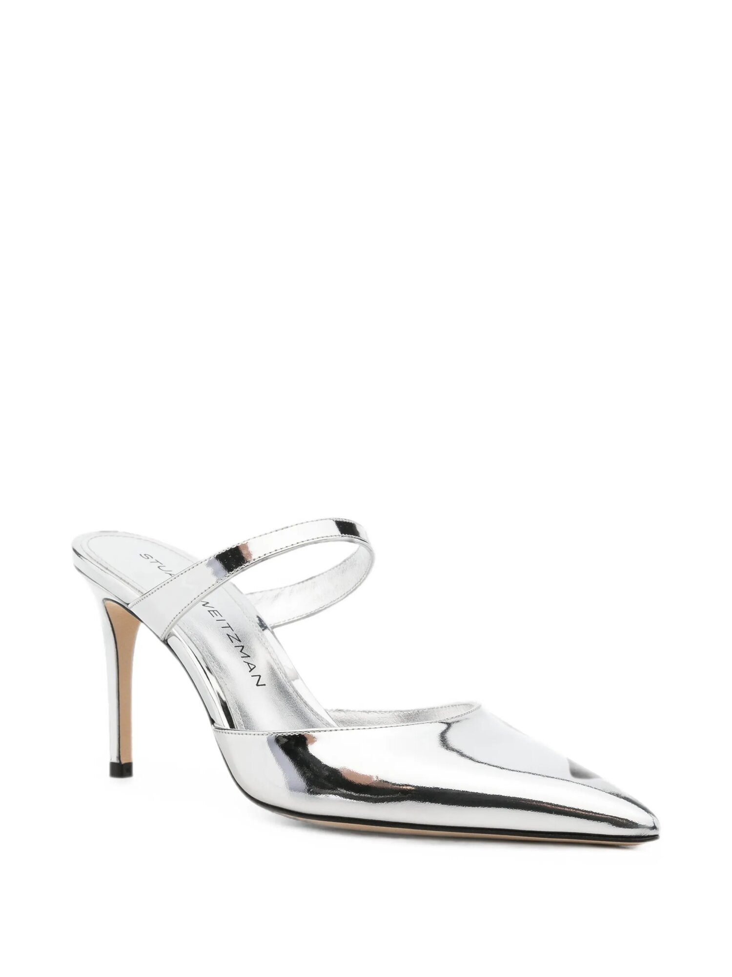 Мюли Stuart Weitzman Pointed-toe metallic mules, размер 39, Silver — фото 1