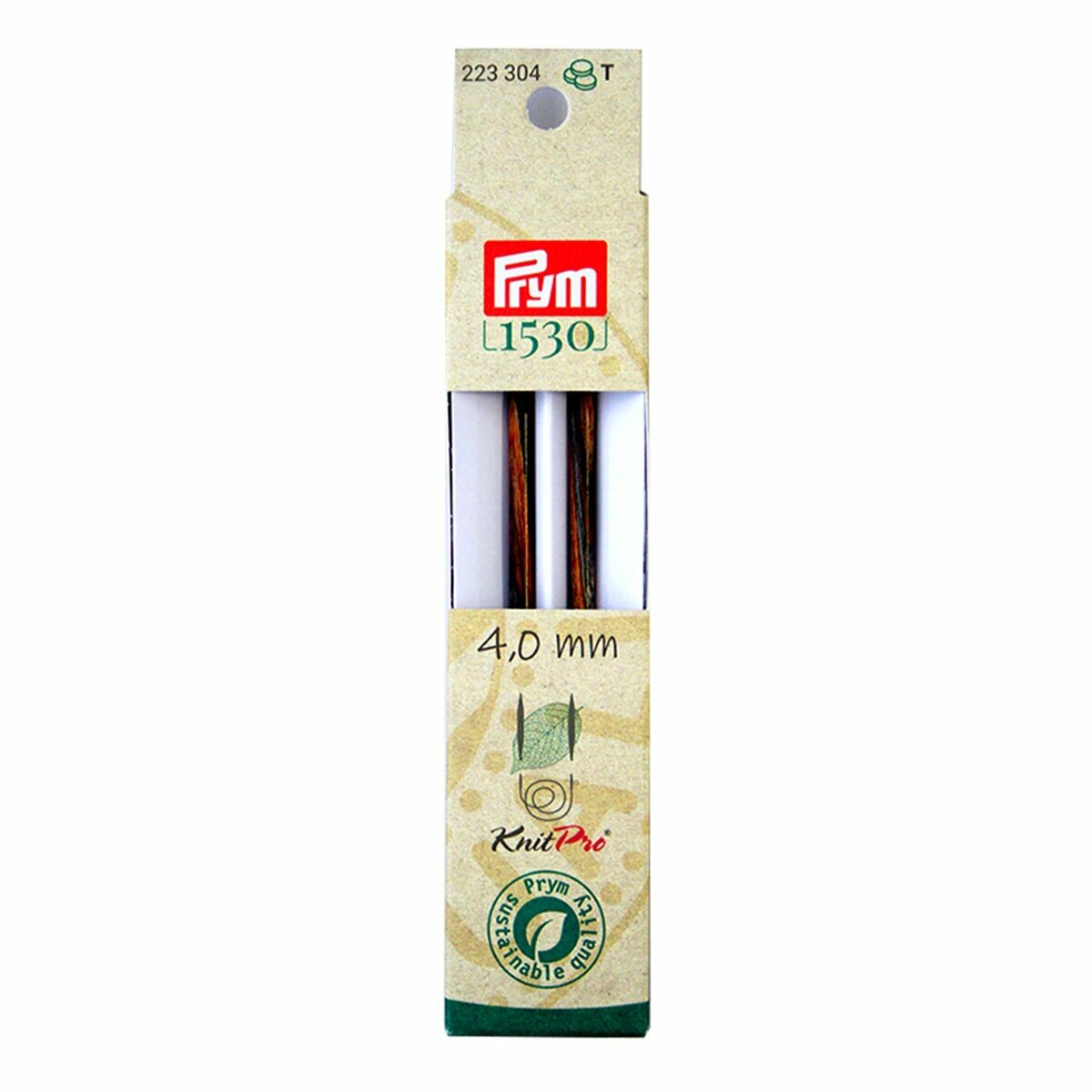 Спицы PRYM "Natural", съемные, длинные, береза, диаметр 4 мм, 11,6 см, 2 шт (223304)