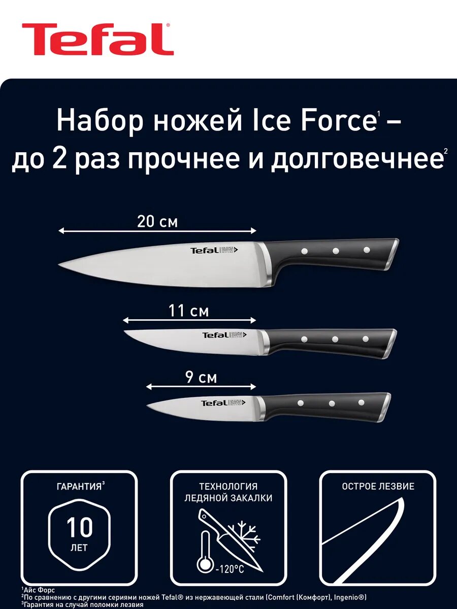 Набор ножей кухонных Ice Force, 3 предмета