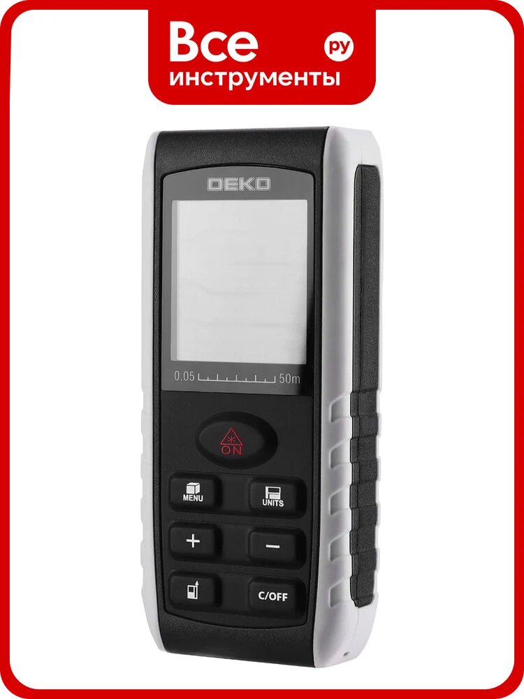 Дальномер лазерный DEKO с угломером GLP-50 085-3600, 2 мм, ударопрочный корпус, функция Пифагора, измерение