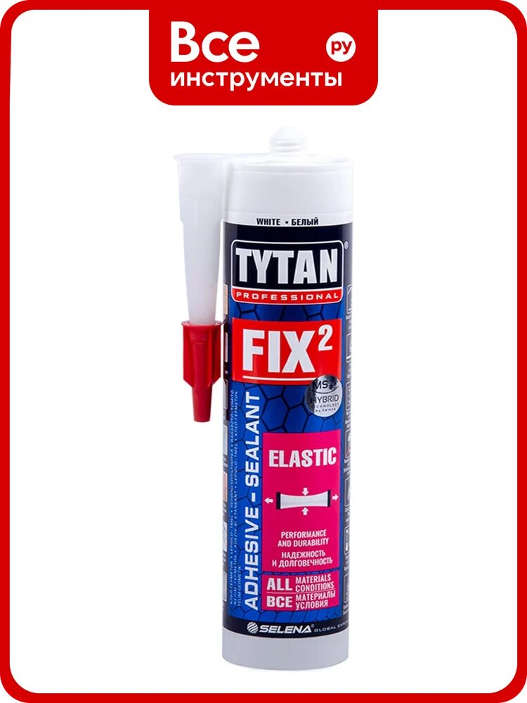 Клей-герметик TYTAN Professional Fix2 Elastic, 290 мл, белый, Это универсальный продукт с широким диапазоном применении