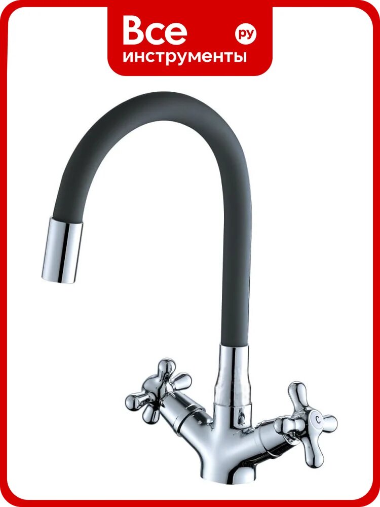 Смеситель OneLife P03-007cr, для кухни, полимерный, поворотный, гибкий излив, аэратор