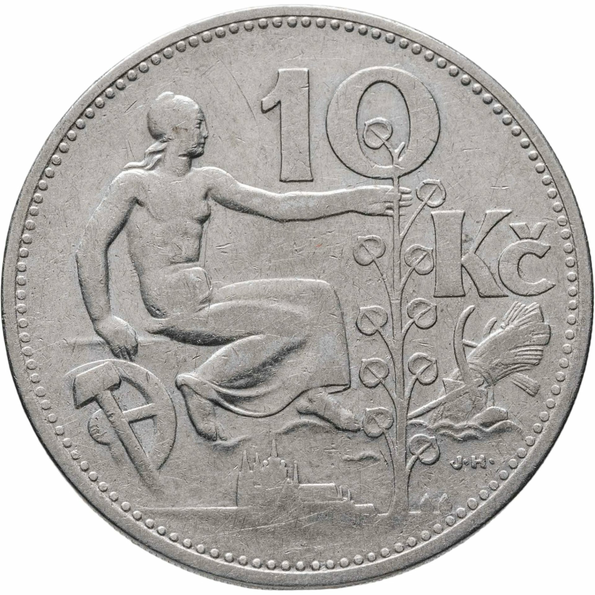 Чехословакия 10 крон korun 1931, Серебро 700, в сохранности VF