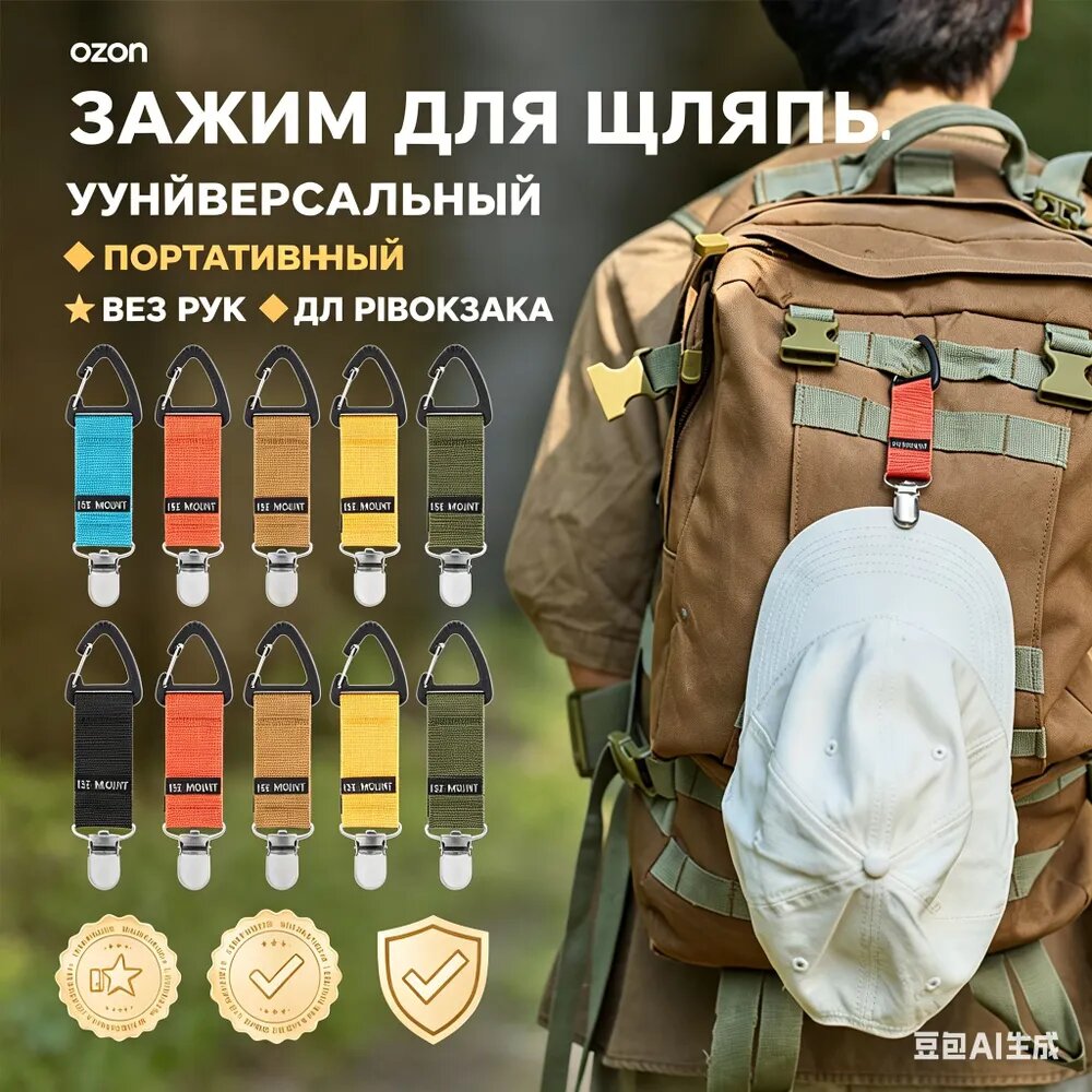 Крепёжный зажим для шляпы и перчаток из нейлона и металла, 12,5 см