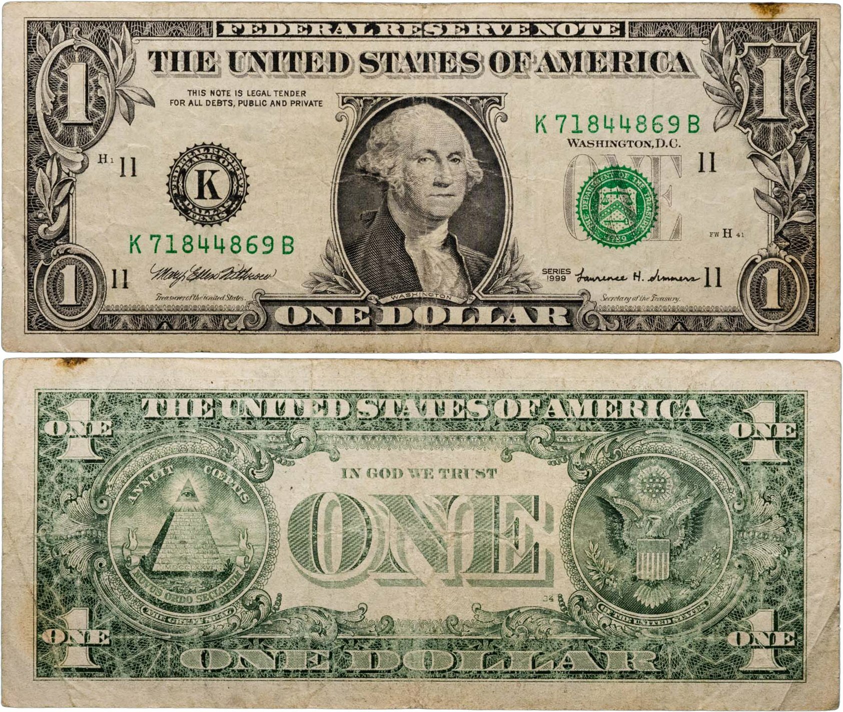США 1 доллар 1999 K-Даллас