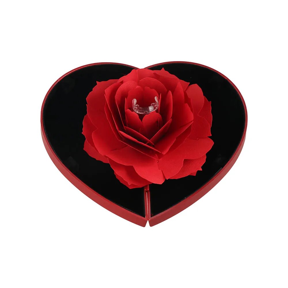 Коробка для колец сердце пластик розовый Red-Heart Shape