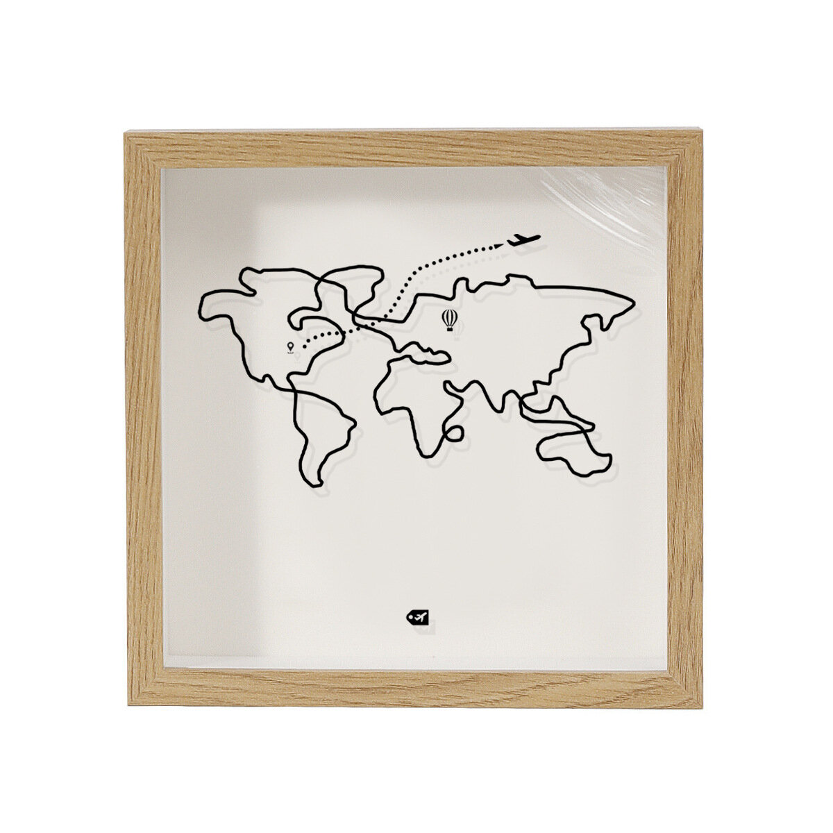 Портретная коробка Adventure Archive с картой путешествия из натурального дерева, 20x20 см устойчивого сувенира