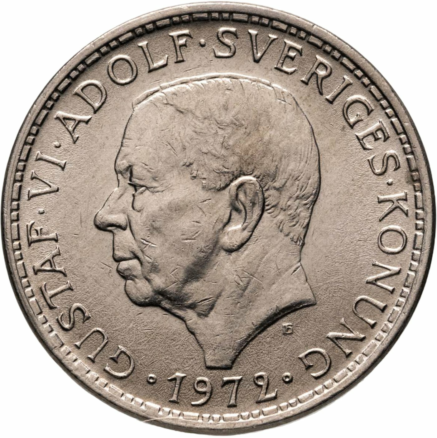 Швеция 5 крон 1972, Мельхиор медь-никель, в сохранности AU-UNC
