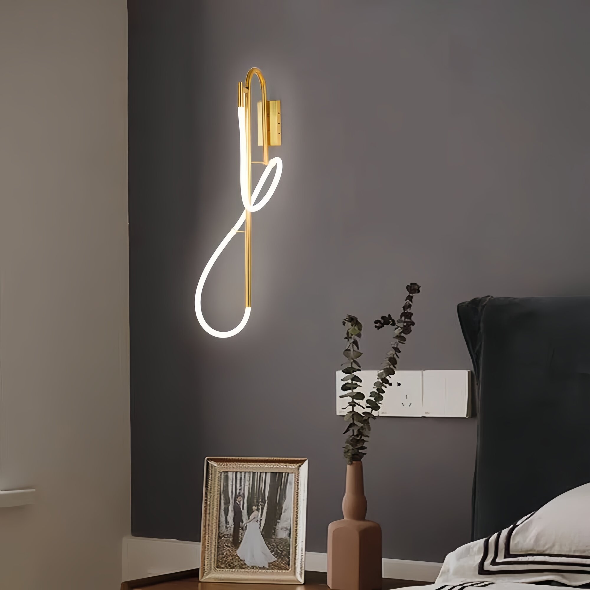 Настенный светильник Artpad, модель B, скандинавский, золотой, LED, 3000K тёплый свет, для спальни и гостиной