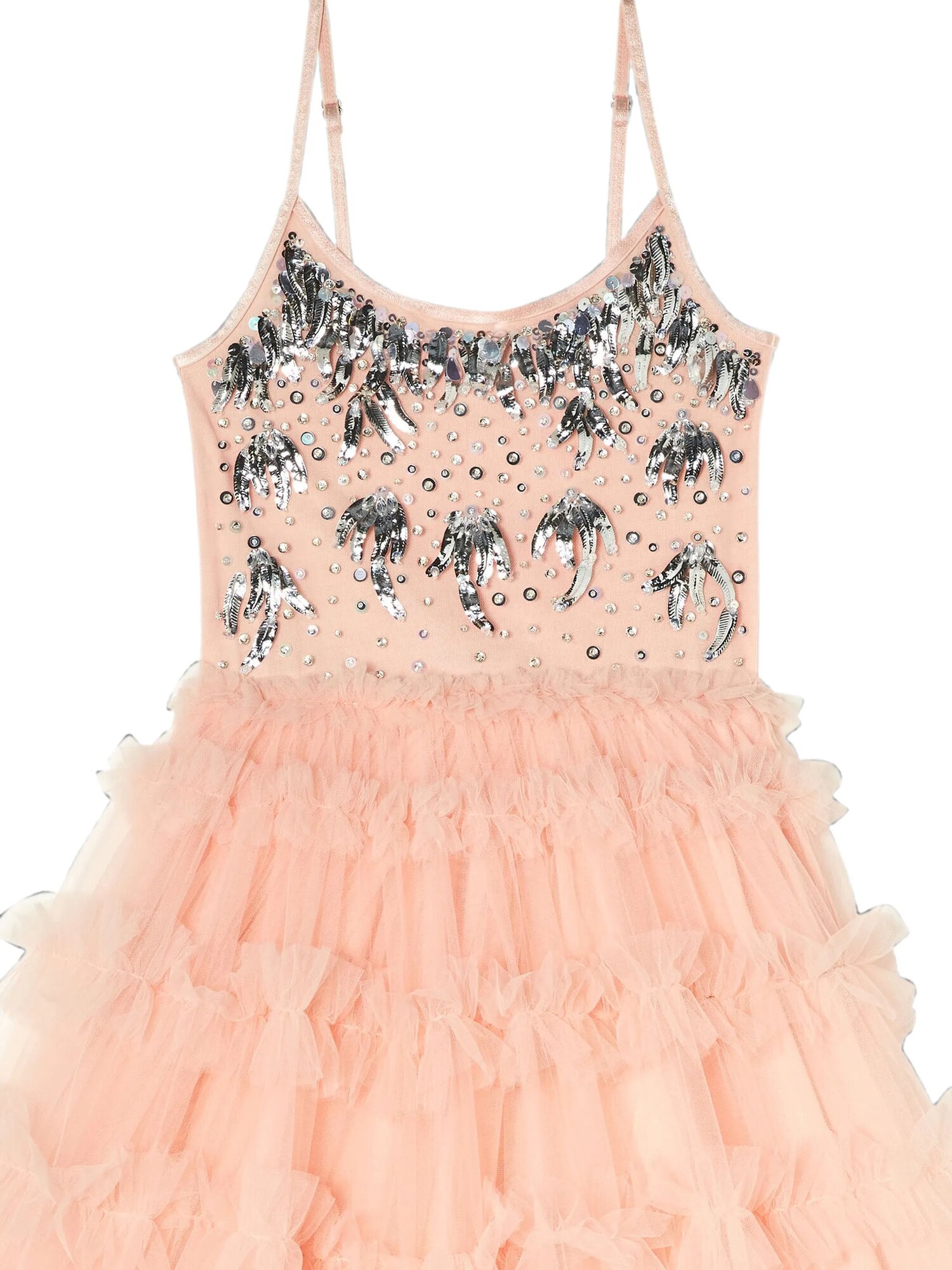 Платье Tutu du Monde Sequin-embellished ruffled dress, размер 116-122, кораллово-розовый — фото 1