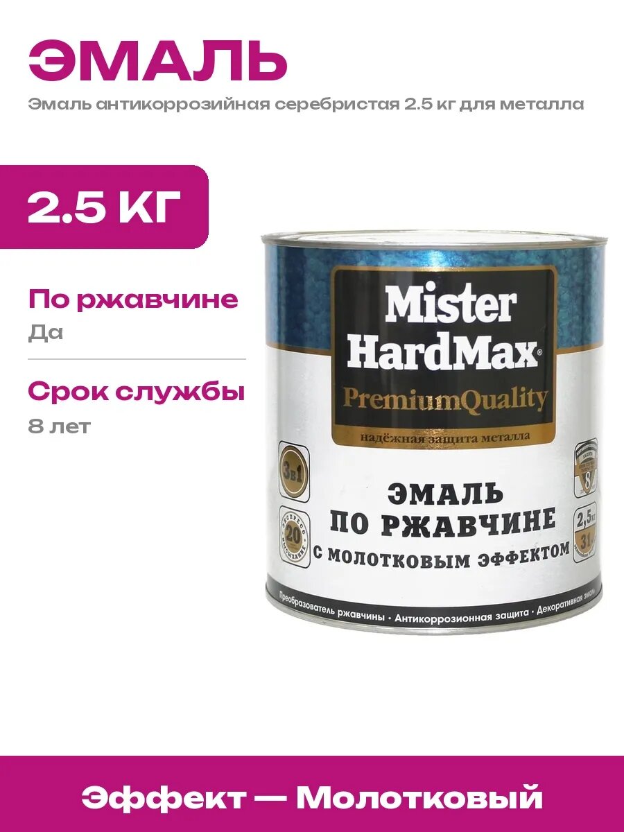 Серебристая эмаль 2.5 кг глянцевая для металлических изделий