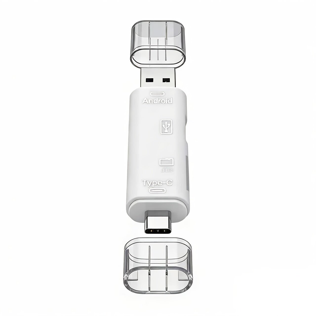 Кардридер USB Type-C 5-в-1 SD/TF OTG для смартфонов, планшетов и ноутбуков, цвет Aurora White, Plug and Play