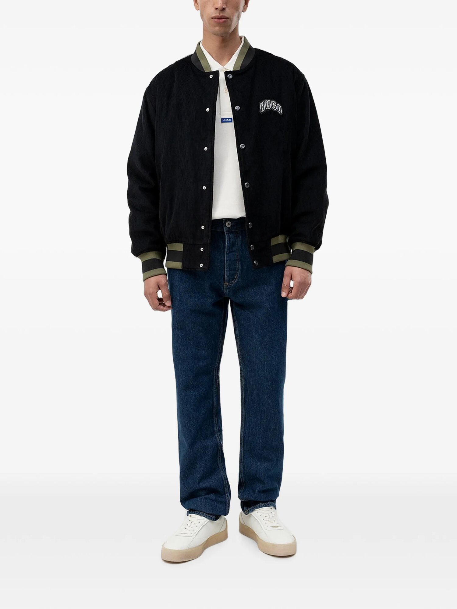Куртка HUGO Varsity jacket in cotton corduroy with logo-patch, размер 50 — фото 1