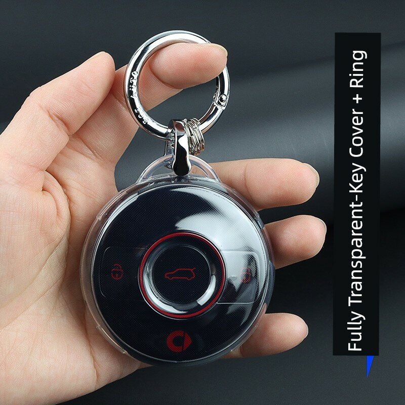 Прозрачный чехол для ключа с серебряным кольцом для Smart автомобилей