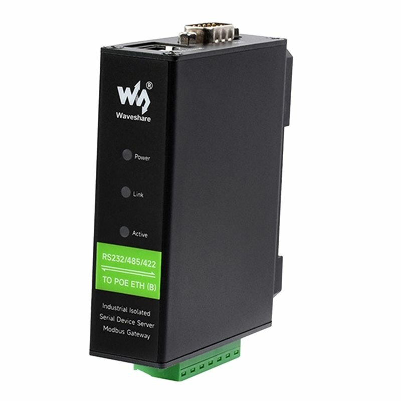 Waveshare Industrial Изолированный модуль RS232/485/422 на RJ45 Ethernet Модуль TCP/IP на последовательный модуль Рельсовый последовательный сервер с POE DIN-рейка промышленный изолированный POE преобразователь интерфейсов