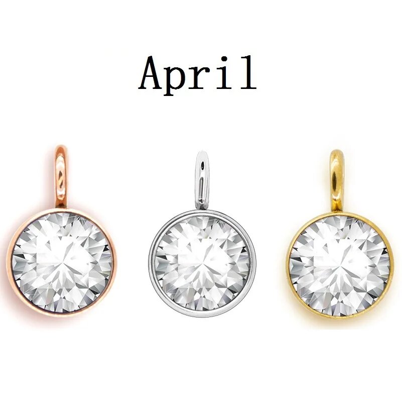Подвеска "Апрель" с белым кристаллом, silver