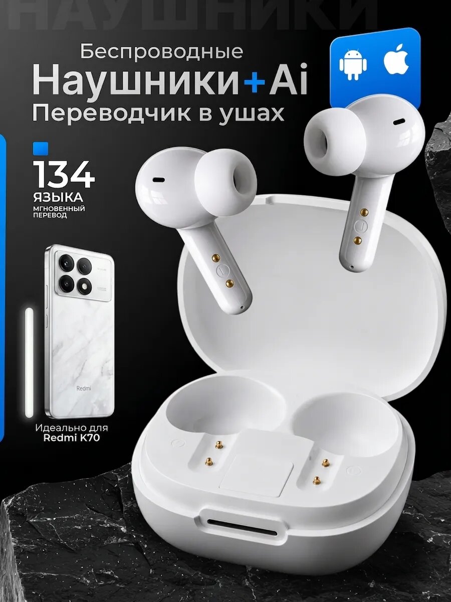 Наушники беспроводные с переводчиком 134 языка TWS EQ100