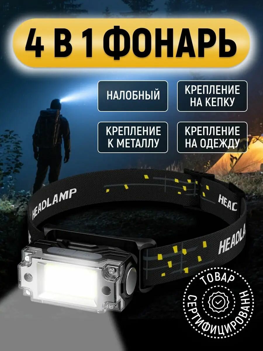 Truspire Фонарь налобный аккумуляторный светодиодный