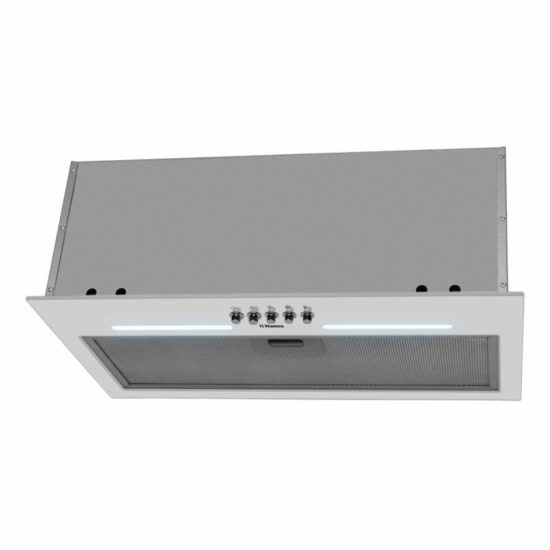 Вытяжка встраиваемая Hansa OMP6251WGWH, отвод, циркуляция, механическое управление, светодиодное освещение, 65 дБ, белая