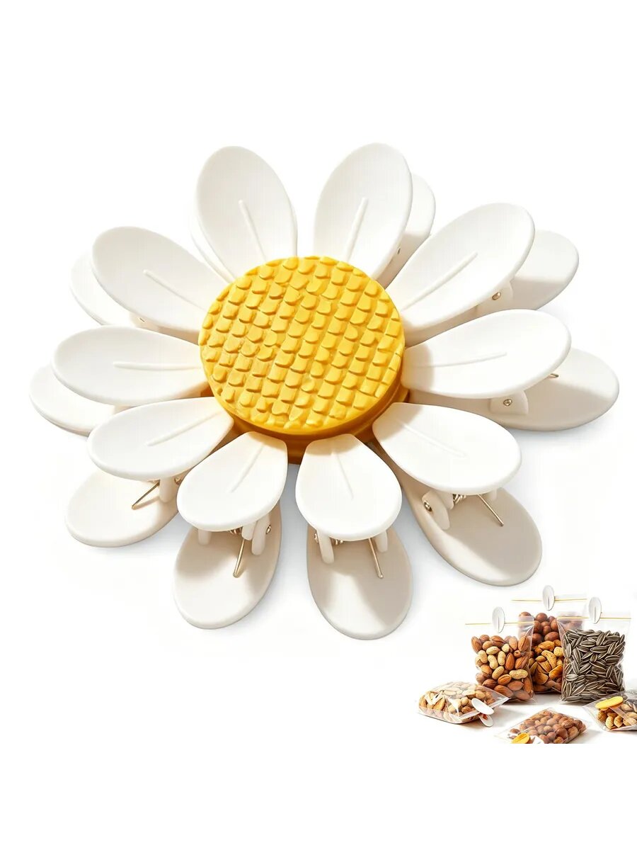 Зажимы для пакетов с магнитом Подсолнух 10 зажимов