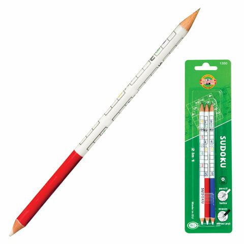 Набор простых карандашей 3 KOH-I-NOOR SUDOKU, 3B (3 Мягкий) с ластиком 3B карандаши мягкие карандаши