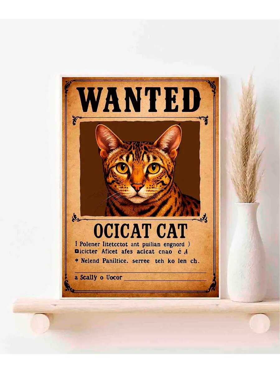 Кошка-Оцикат, Wanted, Плакат 30x42см
