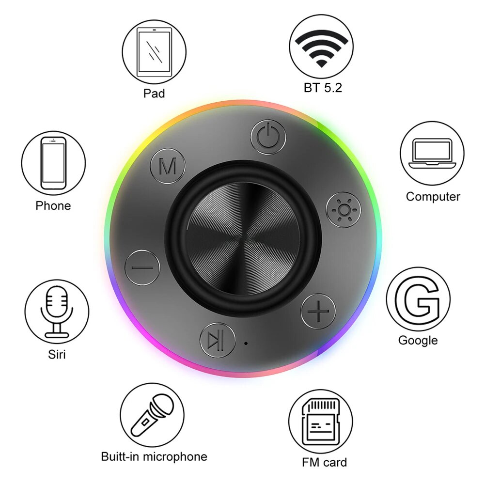 Водонепроницаемая Bluetooth-колонка для душа RGB