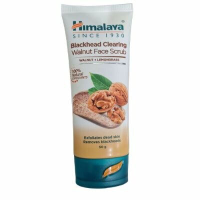 Blackhead Clearing WALNUT FACE SCRUB, Himalaya (Скраб для лица С грецким орехом И лемонграссом, очищение от черных точек, Хималайя), 50 г.