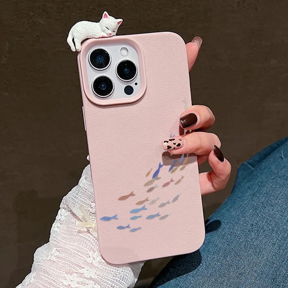 Противоударный Чехол Из ТПУ С 3D-рисунком Рыбы И Милым Котом Для iPhone iPhone 14 Plus, 3-II02 SP64