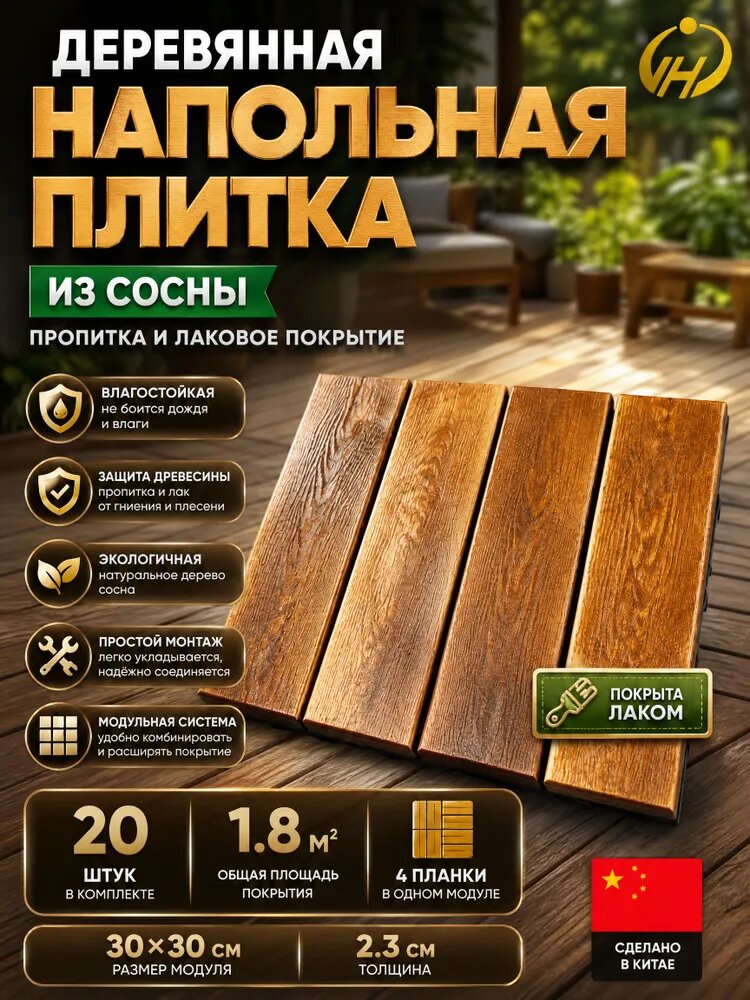 Пол для бани, Садовая дорожка для сада дачи огорода, Плитка напольная деревянная, модульное покрытие для отделки балкона, Террасная доска20 штук