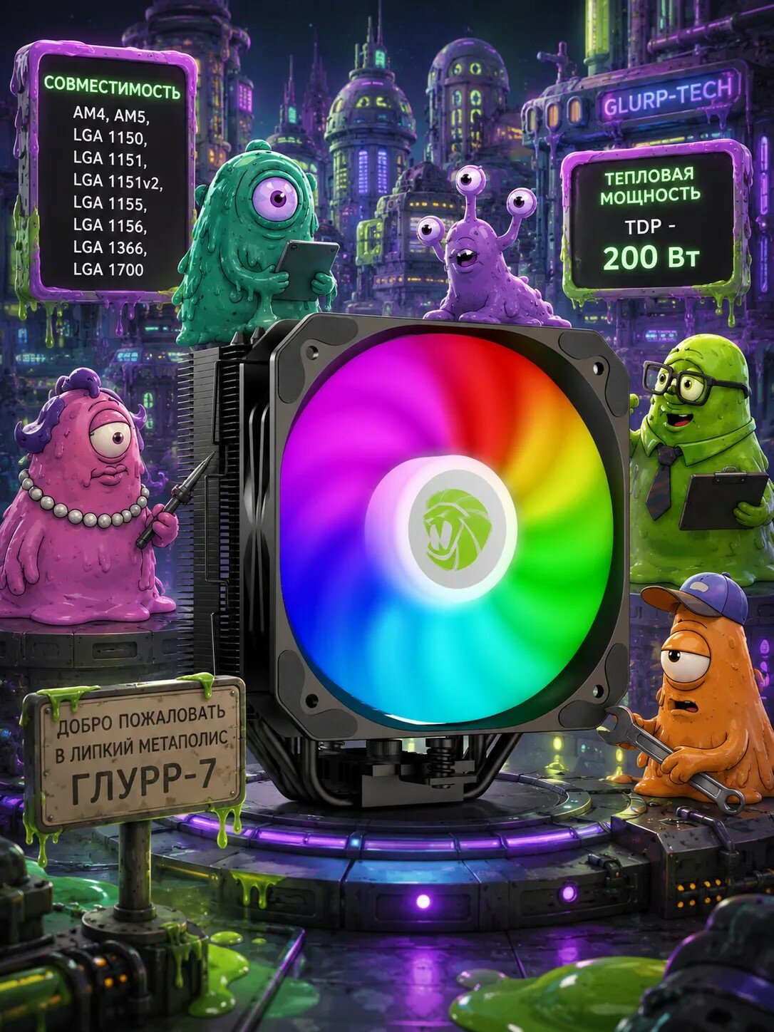 Кулер GAMEMAX Sigma 540 ARGB (Intel LGA115X / 1200 и AMD AM4. до 200Вт тепловые трубки, подсветка)
