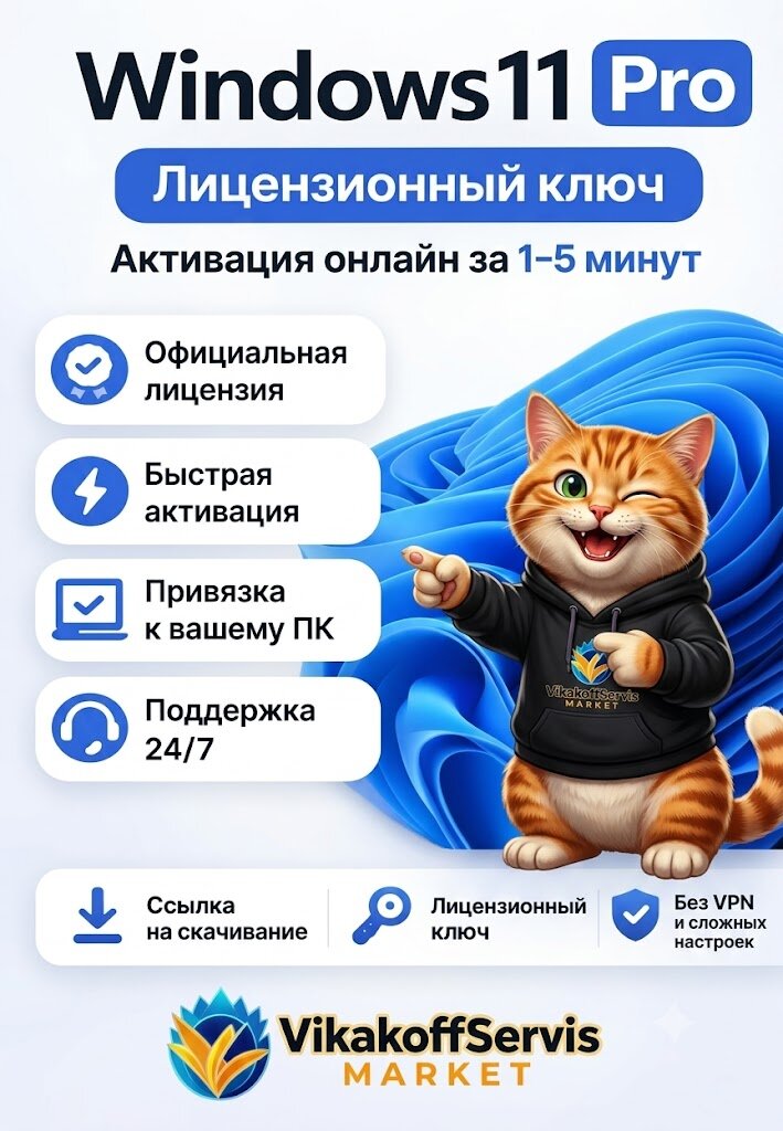 Microsoft Windows 11 Pro - ключ активации - бессрочная лицензия, для ноутбука/компьютера
