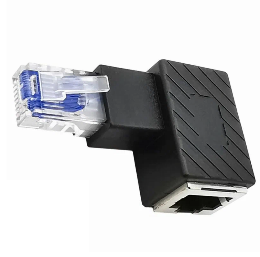 Переходник RJ45 "папа-мама" на 90 градусов, удлинитель для сетевого кабеля Cat6 LAN Ethernet, адаптер-удлинитель для Cat5