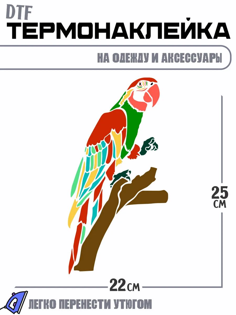 Термонаклейка попугай ара птица