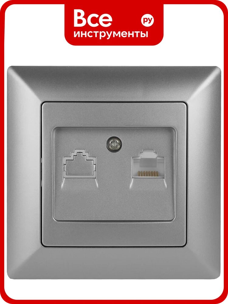 Информационная розетка Intro 430303 RJ45, СУ, Solo, алюминий Б0043384